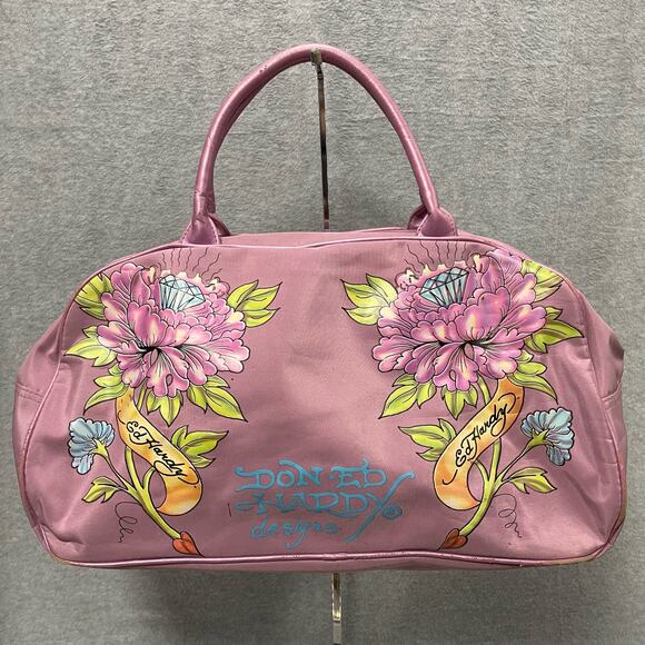 Ed Hardy | Bags | Vintage Don Ed Hardy Pink Lilac Flower Weekender Bag ...